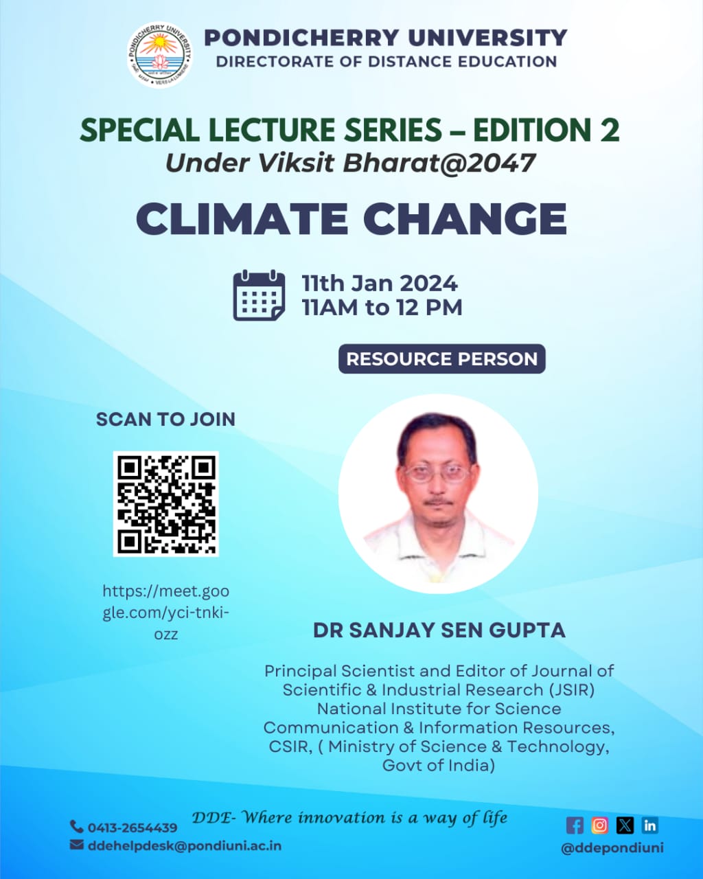 Lecture Series (Edition 2) on Climate Change – PUDDE